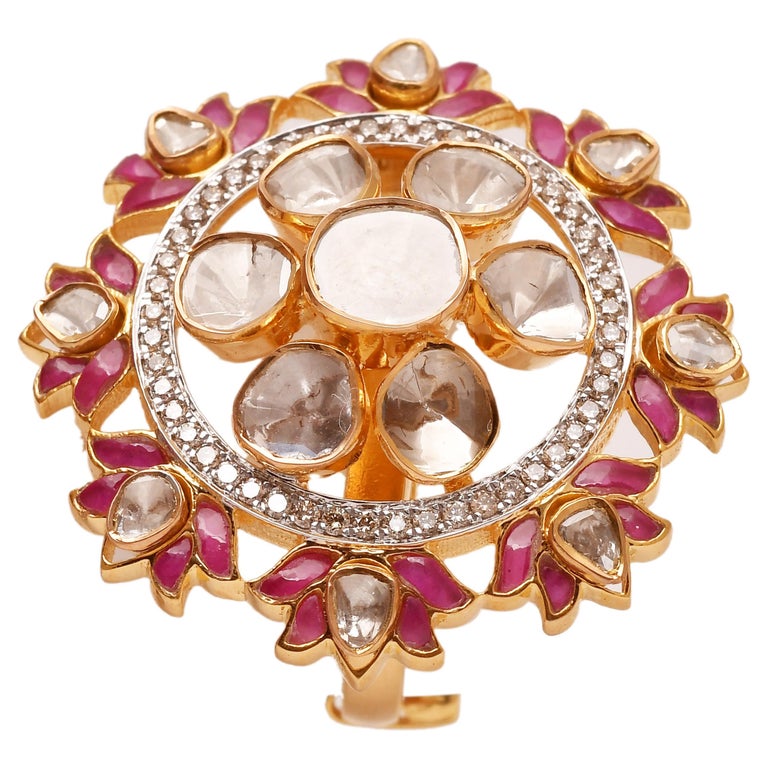 18k gold 1.31cts Polki and 0.35cts Diamond and 1.15cts Semi Ring For ...