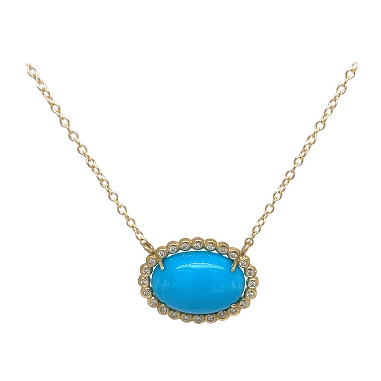 Suzy Landa Sleeping Beauty Turquoise and Diamond Necklace For Sale at ...