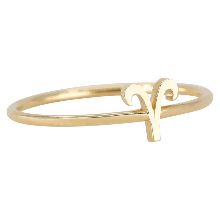 Customizable 14K Gold Aries Zodiac Ring, Aries Sign Zodiac Ring For ...