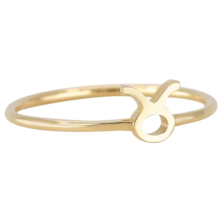 Customizable 14K Gold Taurus Zodiac Ring, Taurus Sign Zodiac Ring For ...