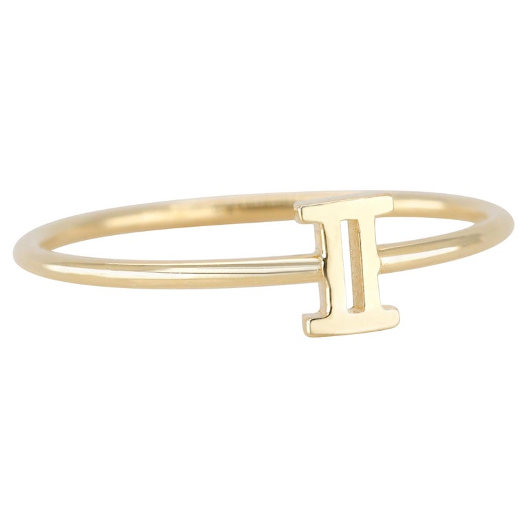 Customizable 14K Gold Gemini Zodiac Ring, Gemini Sign Zodiac Ring For ...