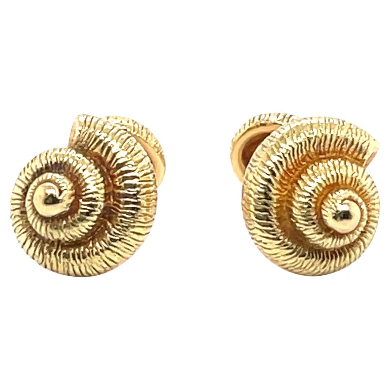 Tiffany and Co23. Gold Sea Shell Cuff Links For Sale at 1stDibs
