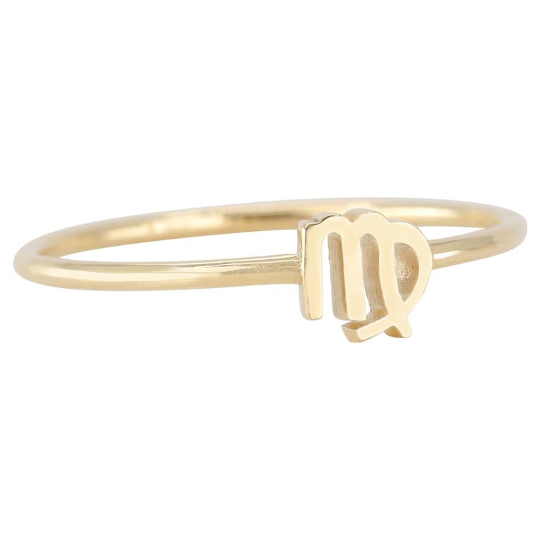 Customizable 14K Gold Virgo Ring, Virgo Sign Ring For Sale at 1stDibs