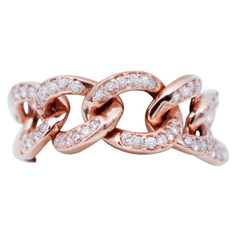 White Diamonds, 18 Karat Rose Gold Groumette Model Ring For Sale at 1stDibs