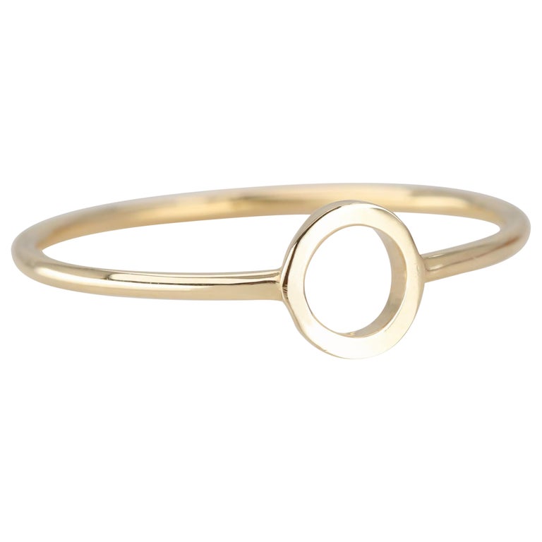 Customizable 14K Gold Initial O Letter Ring, Personalized Initial ...