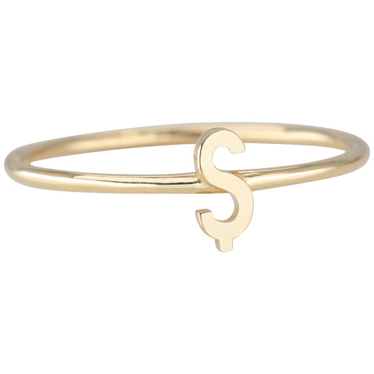 Customizable 14K Gold Initial Ş Letter Ring, Personalized Initial ...