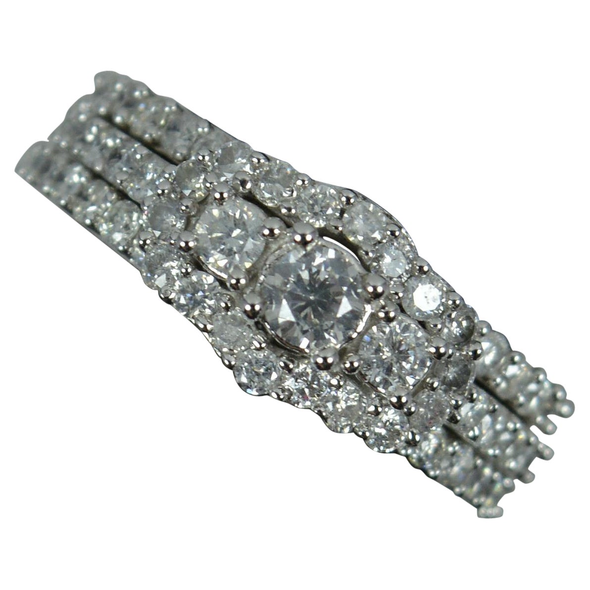 Vintage 9ct White Gold Diamond Cluster Ring 375 Purity Heavy Deco For ...