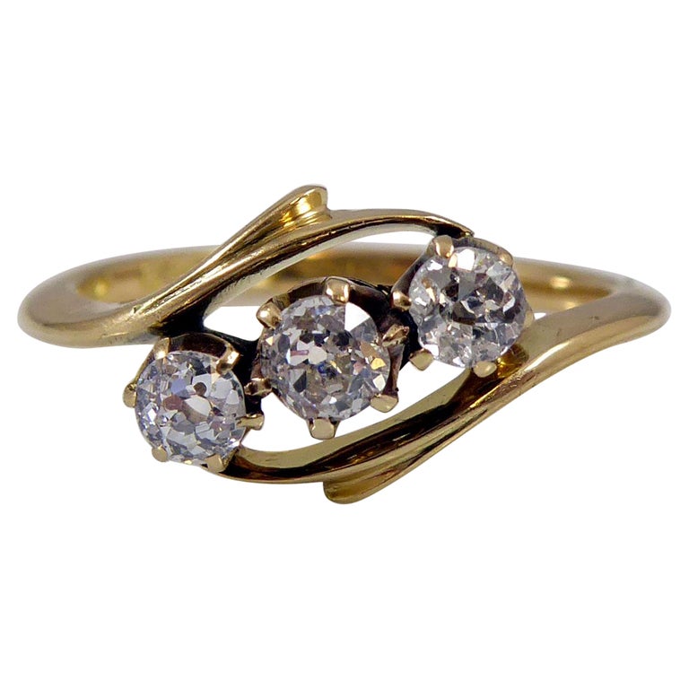 Vintage Diamond Engagement Ring in a Three Stone Twist Design ...