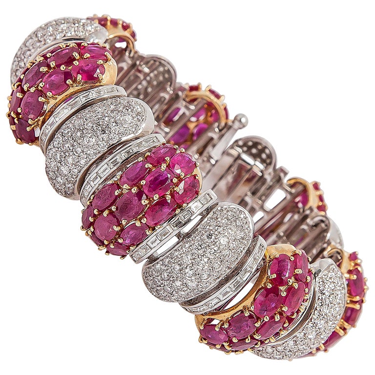 Ruby Diamond Gold Bracelet For Sale at 1stDibs