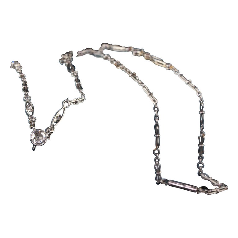 Antique Art Deco Platinum Old European Diamond Chain Necklace at 1stDibs
