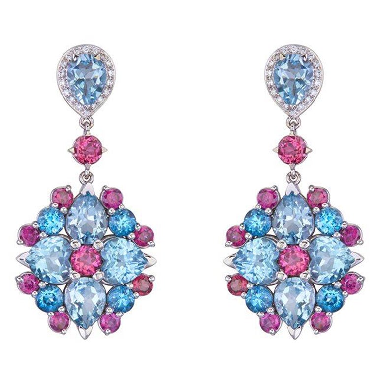 Pair of Earrings with Rhodolite For Sale at 1stDibs