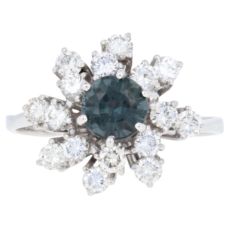 1.94ctw Round Cut Spinel and Diamond Ring, 18k Gold Floral Double Halo ...