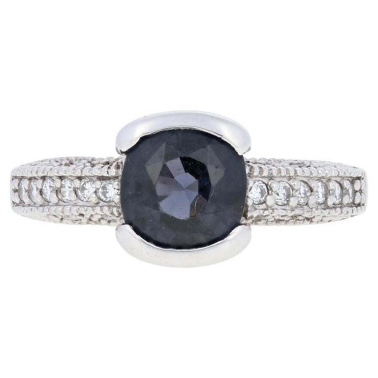 2.00ctw Round Cut Spinel and Diamond Ring, 14k White Gold Milgrain For ...