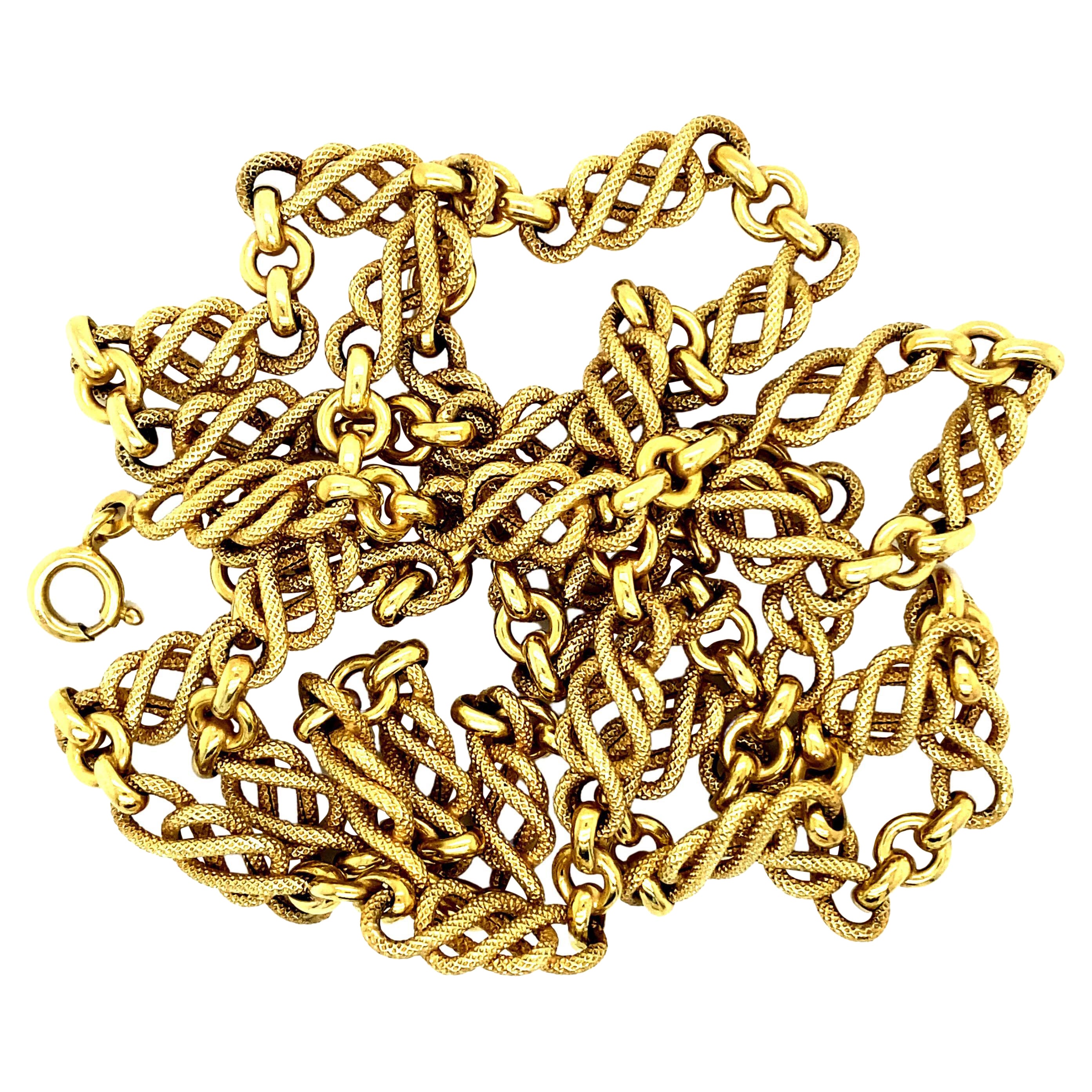 14K Italian Yellow Gold Italian Wheat Chain Necklace at 1stDibs | 14k ...