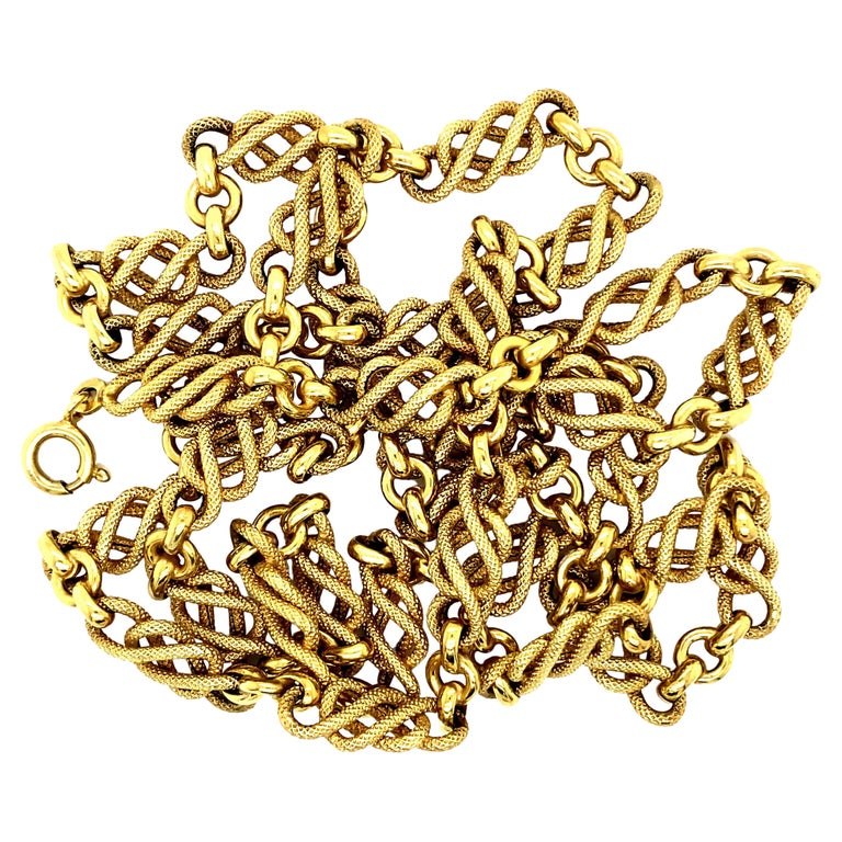 Gorgeous Antique Knot 14K Yellow Gold Chain at 1stDibs