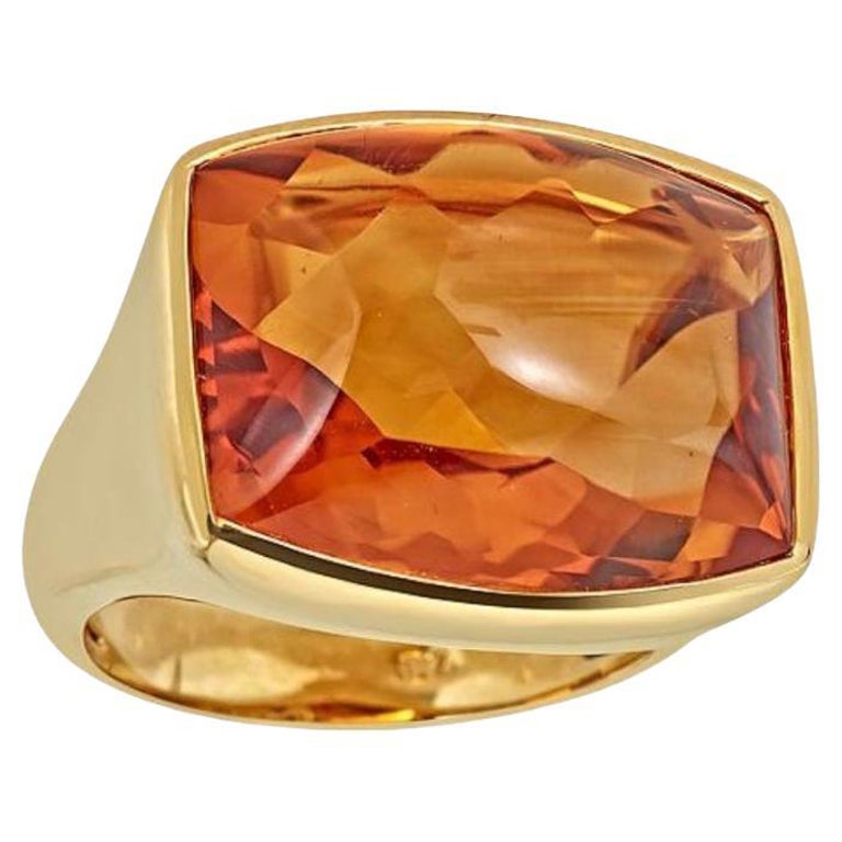 Cabochon Citrine and 18K Yellow Gold Ring For Sale at 1stDibs