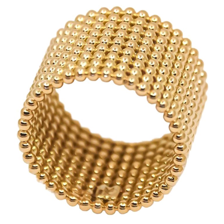 Faye Kim 18 Karat Gold Mesh Ring For Sale at 1stDibs