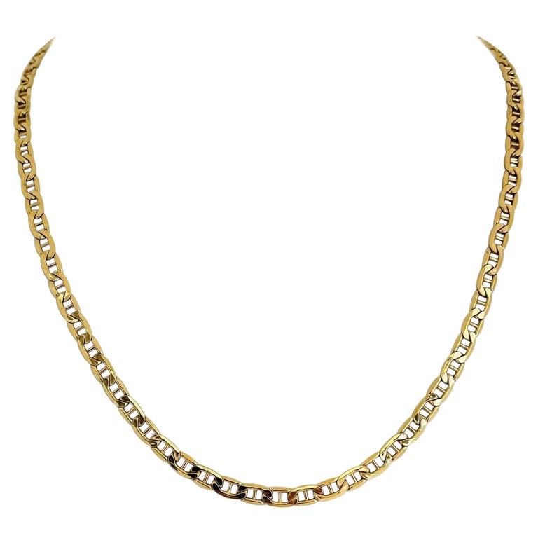 14 Karat Yellow Gold Hollow Light Mariner Gucci Link Chain Necklace For ...