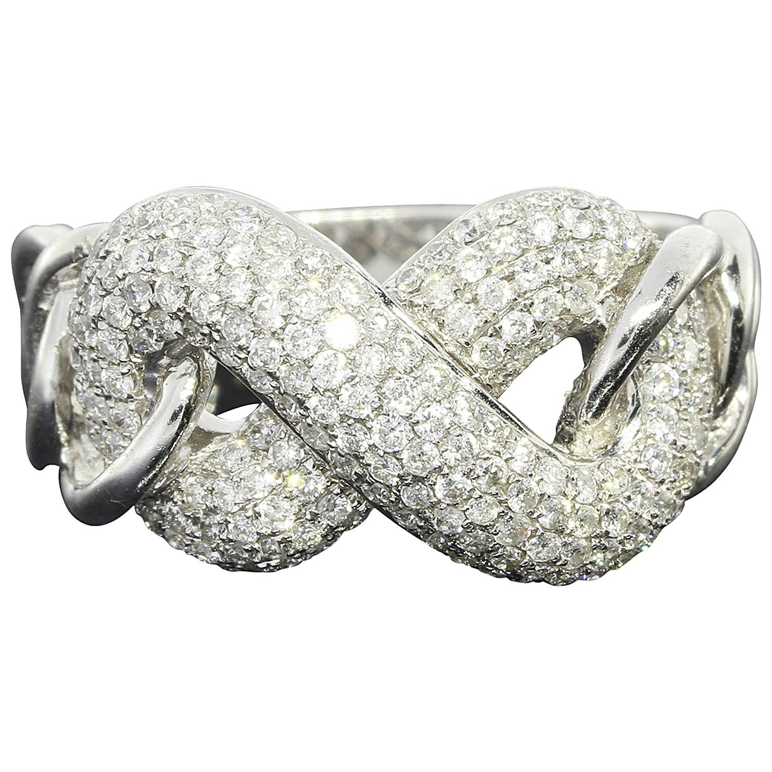 Pave Diamond Gold Eternity Knot Ring For Sale at 1stdibs