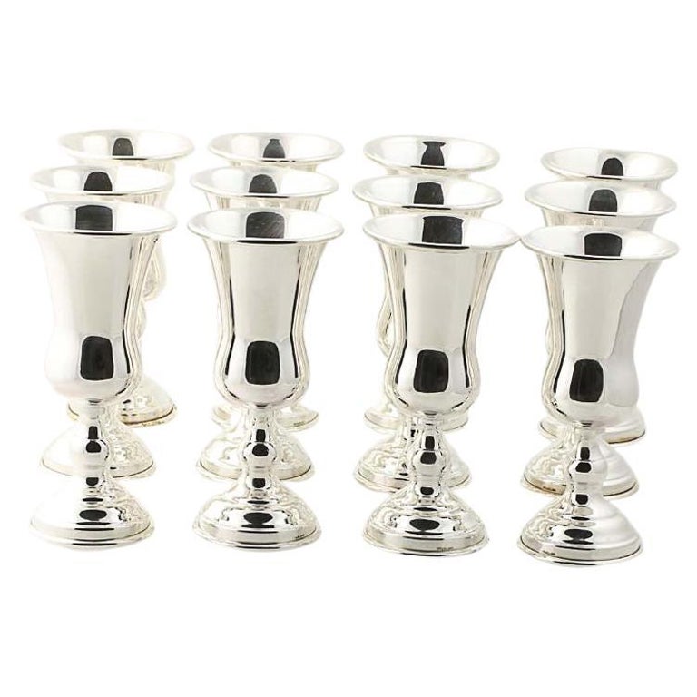 Set of 12 Cordial Cups Drinkware Barware Sterling Silver For Sale at ...