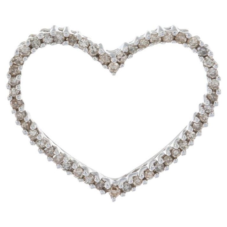 Romantic Blue Sapphire White Diamond White Gold Nice Empty Heart ...