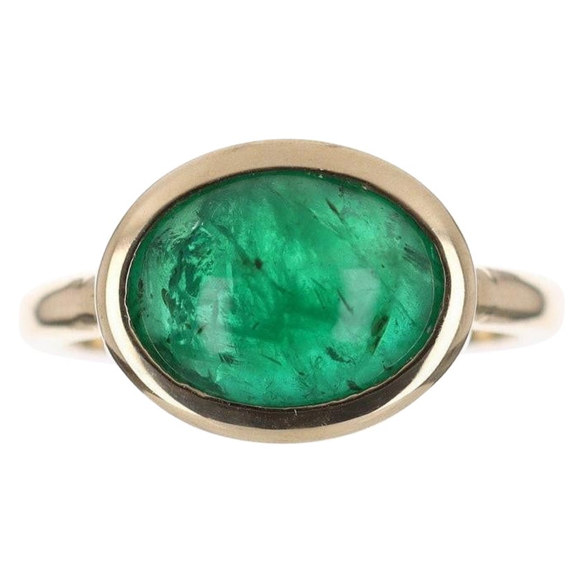 Fine High Domed Cabochon Emerald Ring at 1stDibs