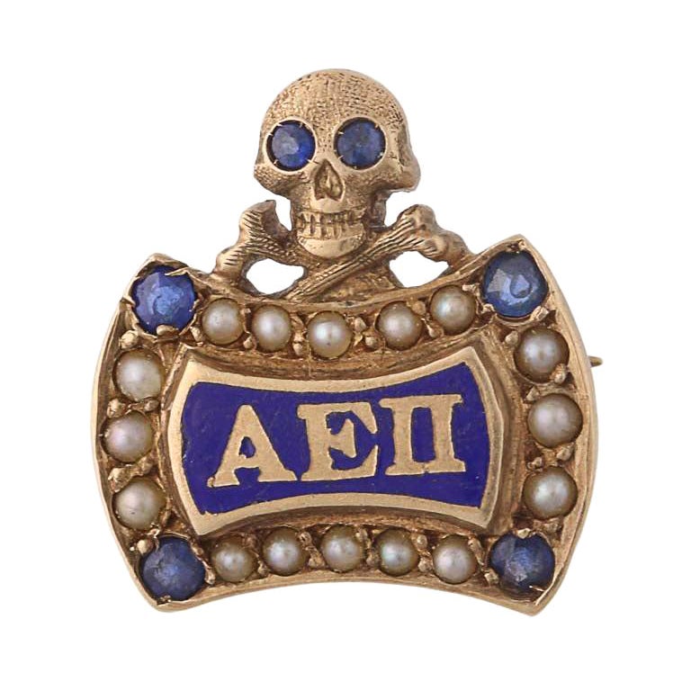 Alpha Omicron Pi Badge 10K Gold Rubies Pearls Vintage Sorority Pin ...