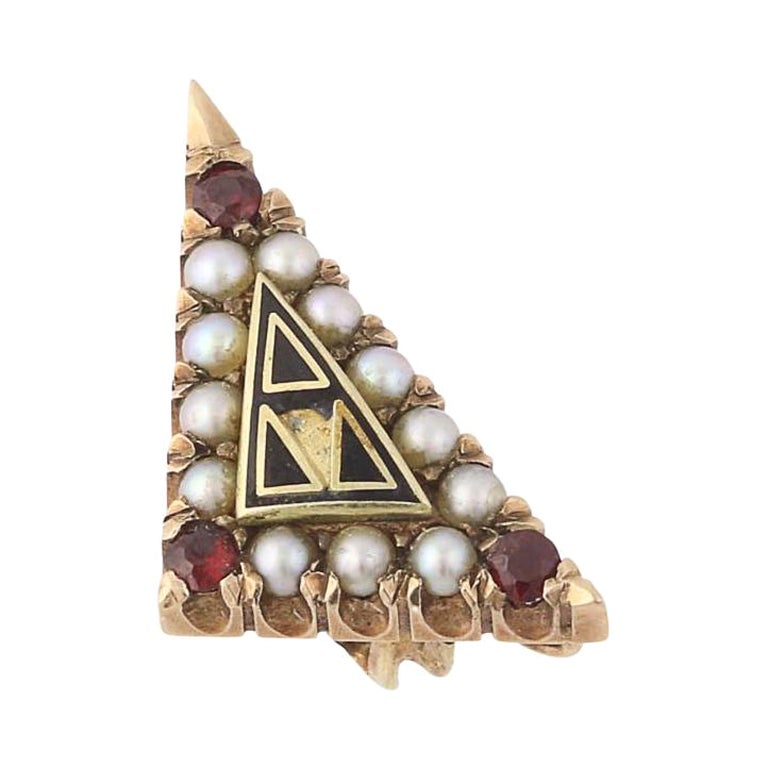 Phi Omega Pi Vintage Sorority Pin Badge, 14k Yellow Gold Seed Pearl ...