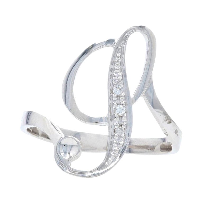 Initial L Signet Ring, 14k White Gold Women's For Sale at 1stDibs