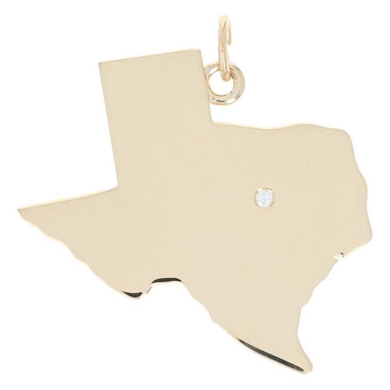 Texas State Pendant, 14k Yellow Gold Diamond Accent USA Travel Souvenir ...