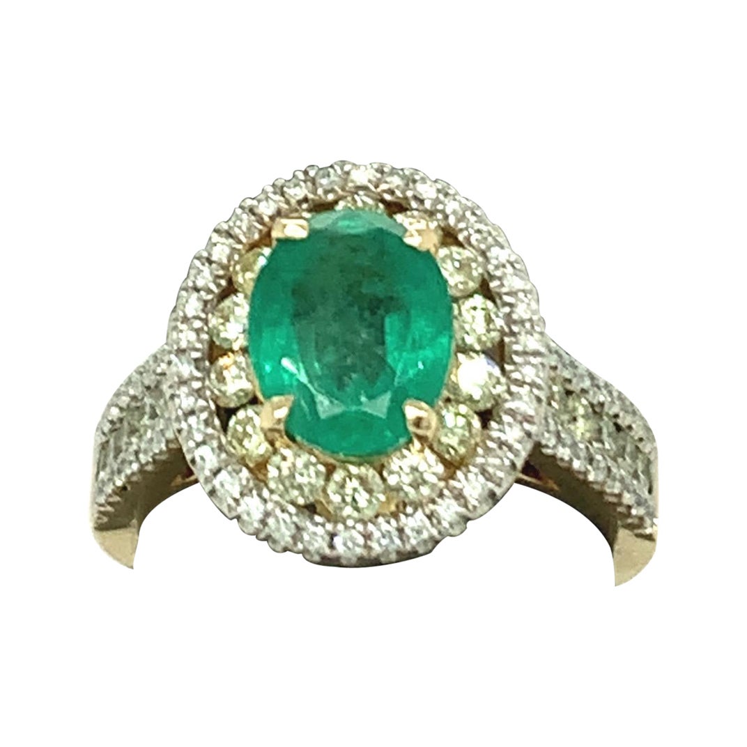 Emerald and Yellow Diamonds Ring For Sale at 1stDibs | emerald and ...