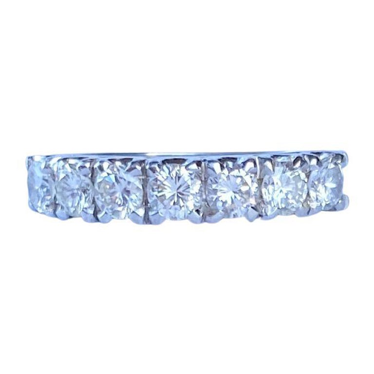 Vintage Diamond, 18 Carat White Gold Seven-Stone Band For Sale at 1stDibs