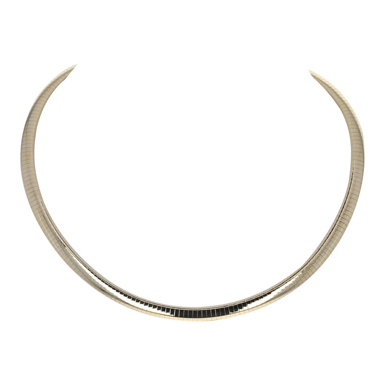 Yellow Gold Omega Chain Necklace, 14k Box Clasp at 1stDibs