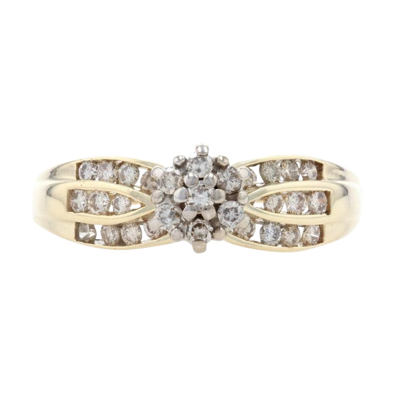 Yellow Gold Diamond Halo Engagement Ring, 10k Round Brilliant Cut ...