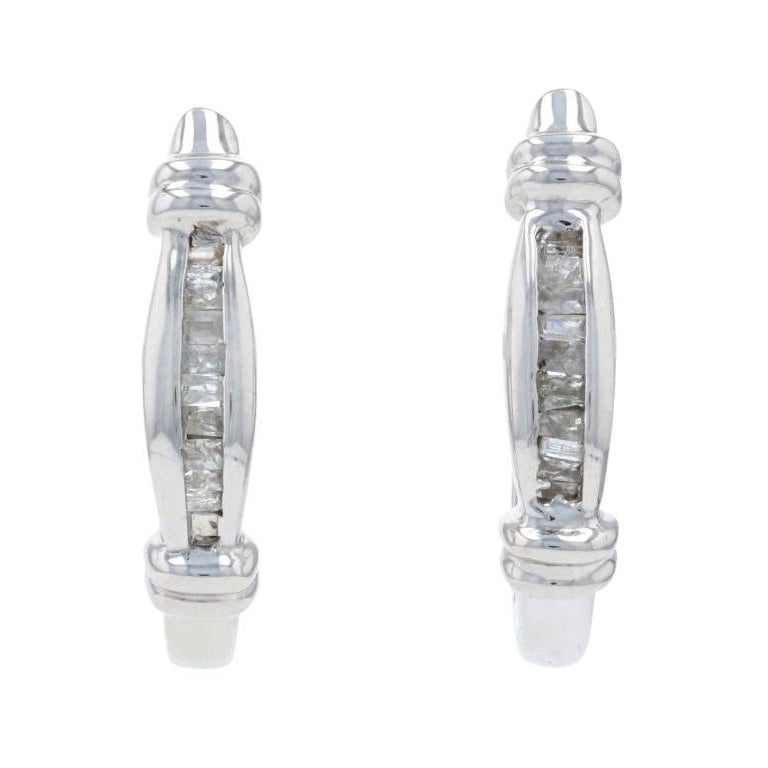 .25ctw Single Cut Diamond Earrings, 14k White Gold Crossover Pierced J ...