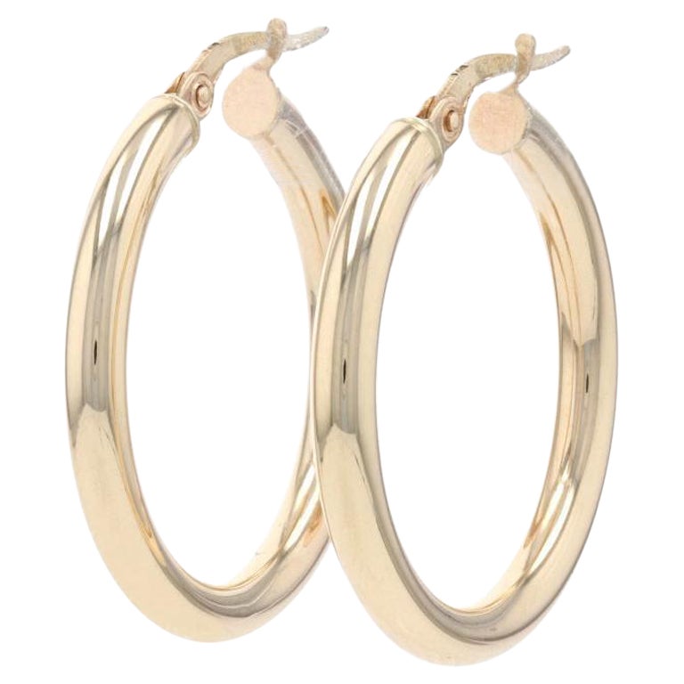 Yellow Gold Curved Hoop Earrings, 14k Textured Pierced Snap Closures ...