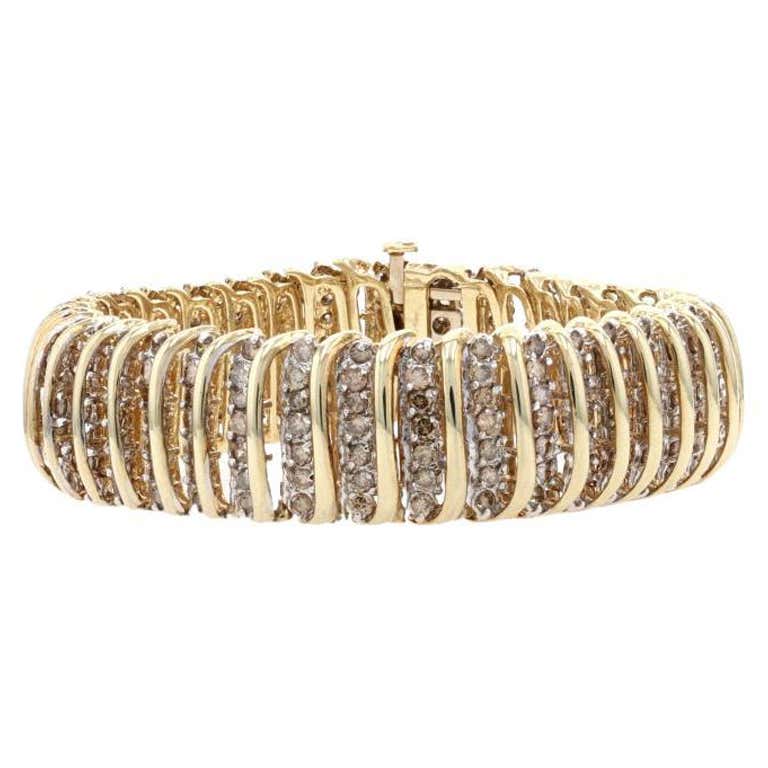 10k Yellow Gold 2 00 Carat Round Cut Diamond X Link Tennis Bracelet