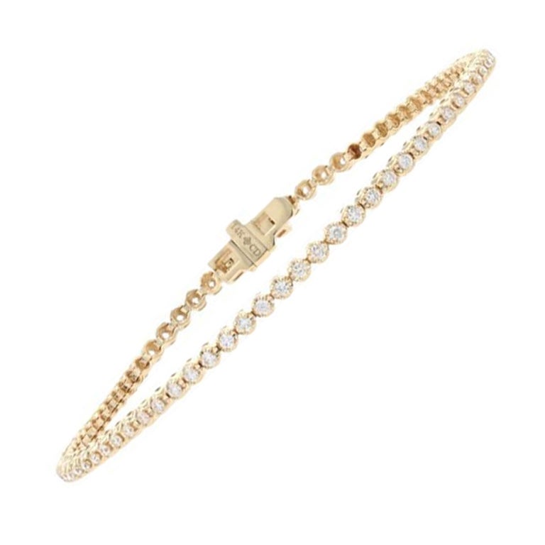 Yellow Gold Diamond Tennis Bracelet, 14k Round Brilliant Cut 1.00ctw For Sale at 1stDibs