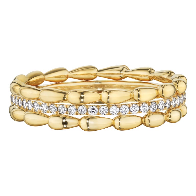 Customizable 18K Gold Diamond Waterdrop Ring Set For Sale at 1stDibs