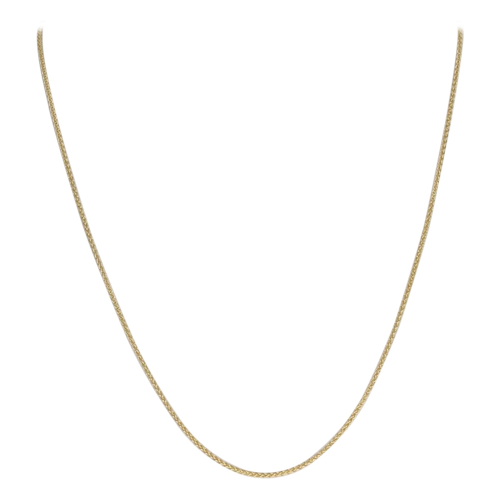 14K Italian Yellow Gold Italian Wheat Chain Necklace at 1stDibs | 14k ...