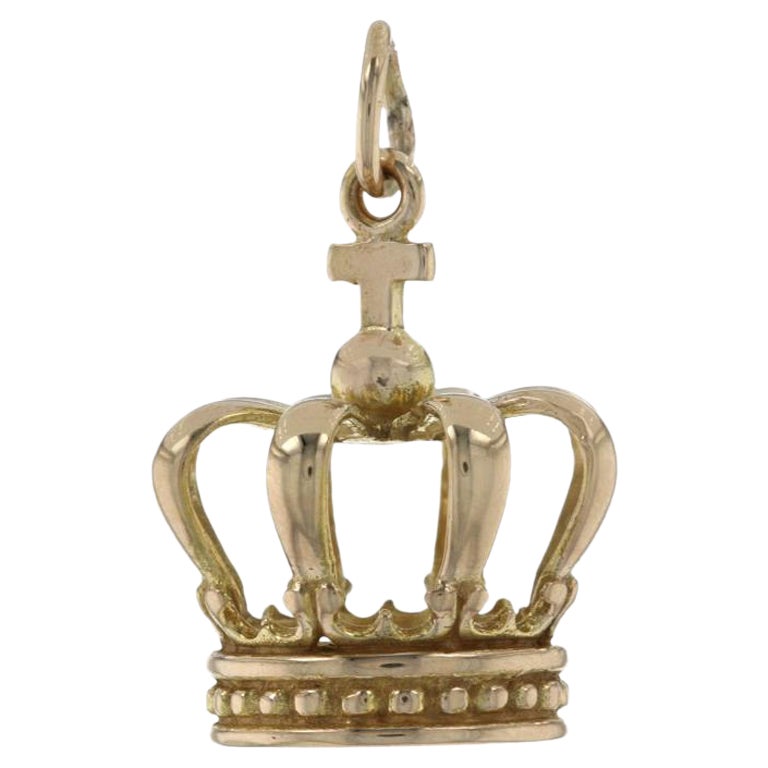 Yellow Gold Crown Charm, 14k Royal Nobility Pendant at 1stDibs