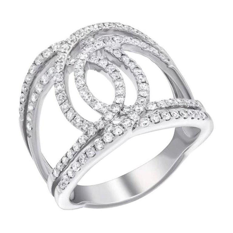 White Diamond White Gold Elegant Statement Fashion Ring for Her For ...