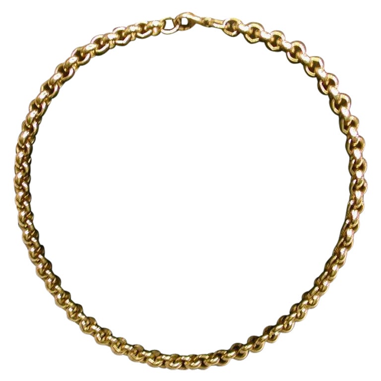 9 Ct Gold Belcher Necklace, thick, 1980's at 1stDibs