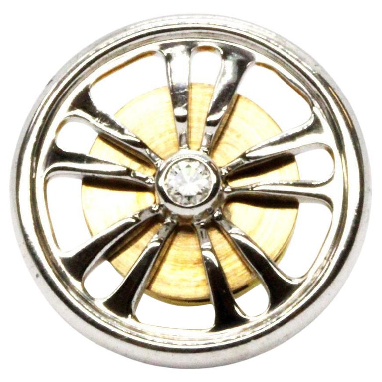 Sterling Silver and 18ct Rose Gold Wheel Tie Pin For Sale at 1stDibs