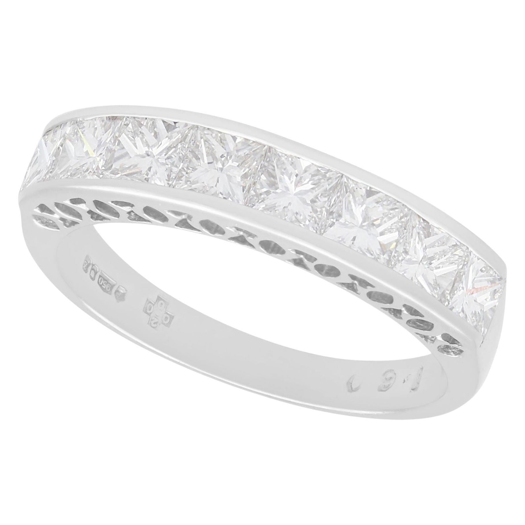 Vintage Cartier Double Row Diamond Half Eternity Platinum Ring at 1stDibs