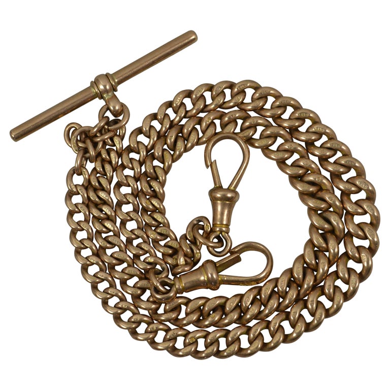 Heavy 9ct Rose Gold Pocket Watch Double Albert Chain and Clasps For ...