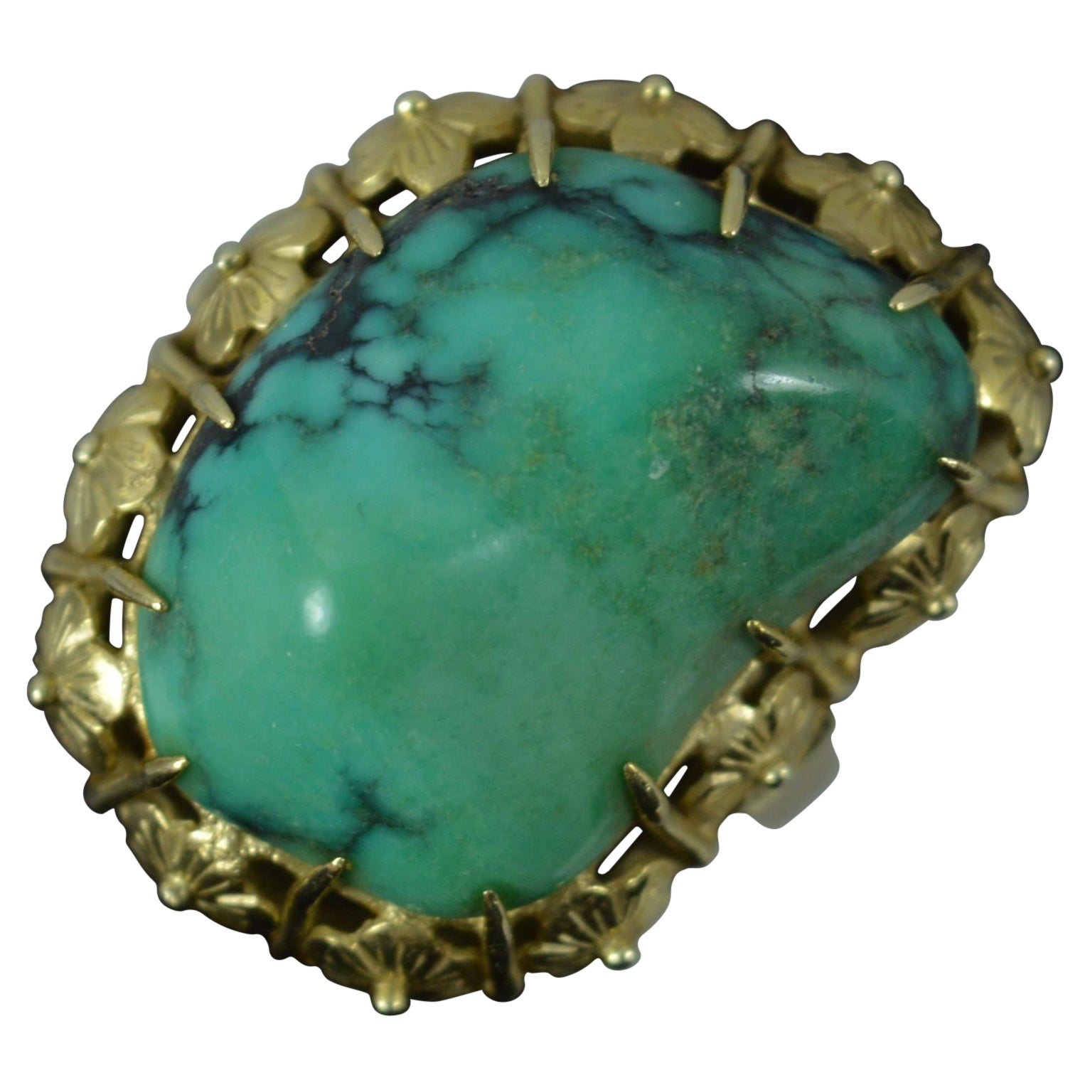 Large Gold and Cabochon Turquoise Ring at 1stDibs | gold and turquoise ring