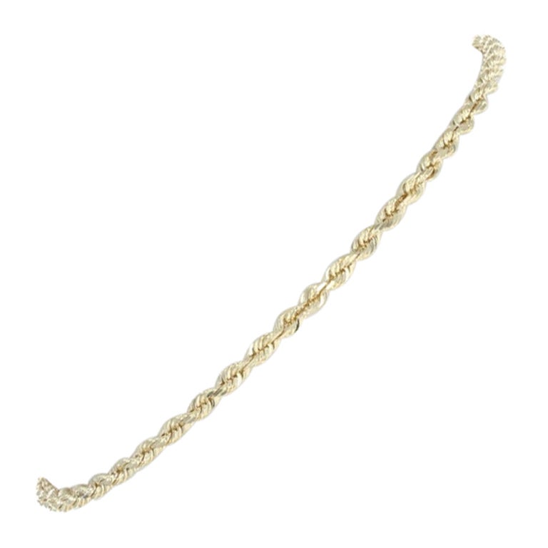 Yellow Gold Diamond Cut Rope Chain Ankle Bracelet, 10k Anklet For Sale ...