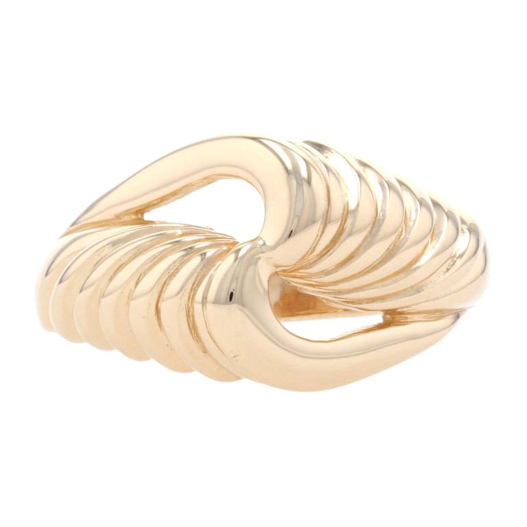Yellow Gold Knot Statement Bypass Ring, 14k Ribbed For Sale at 1stDibs