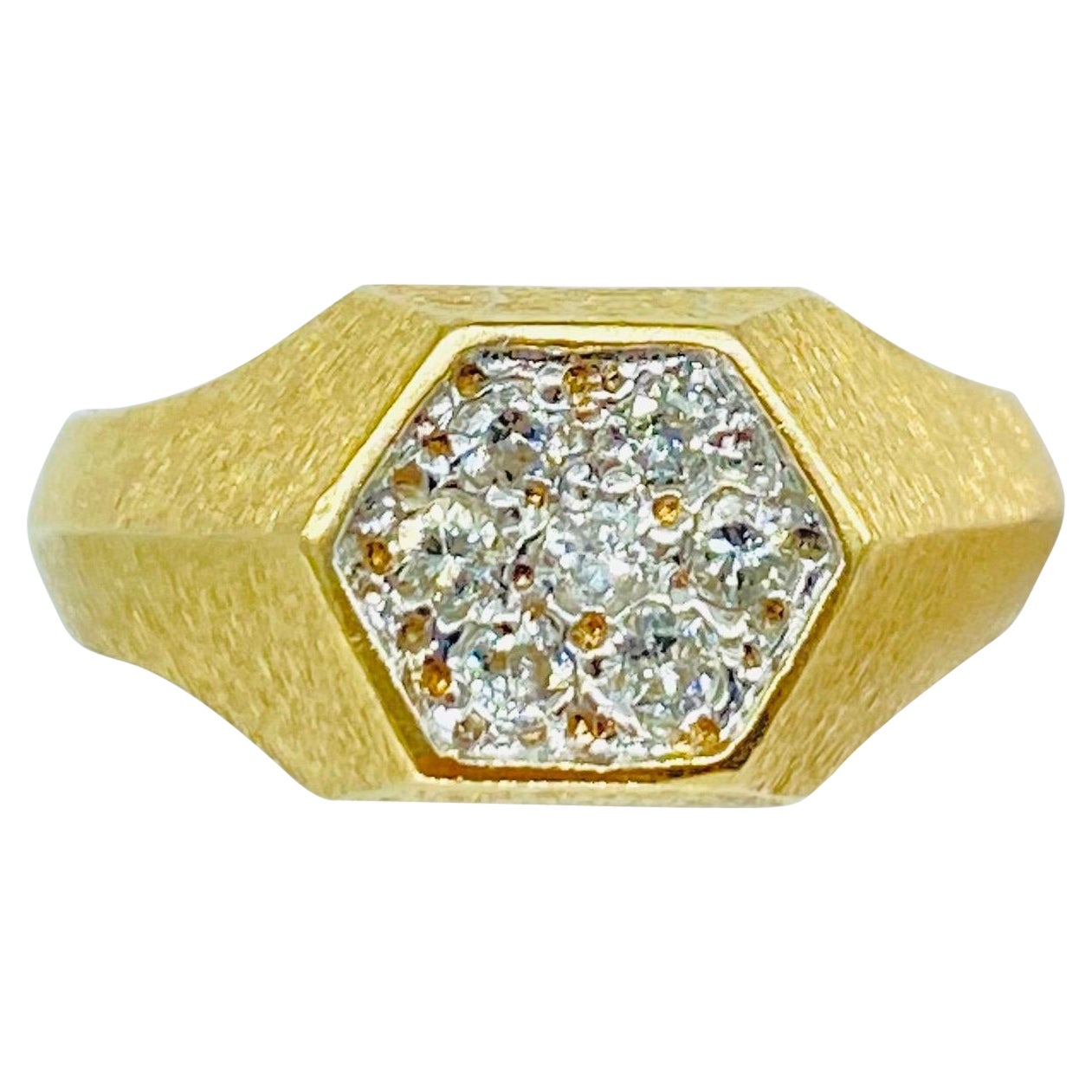 Vintage Mens English Assay Ring 9k Gold Signet Ingot Diamond 12 Estate ...